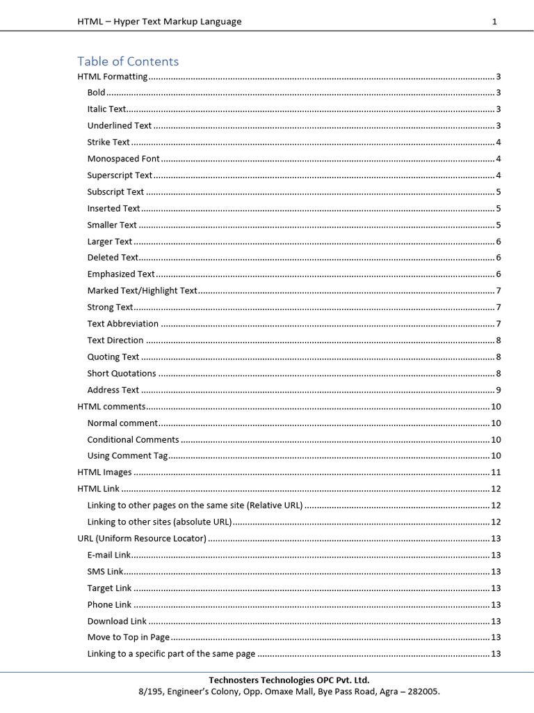 HTML Book Technosters | PDF | Html Element | Hyperlink
