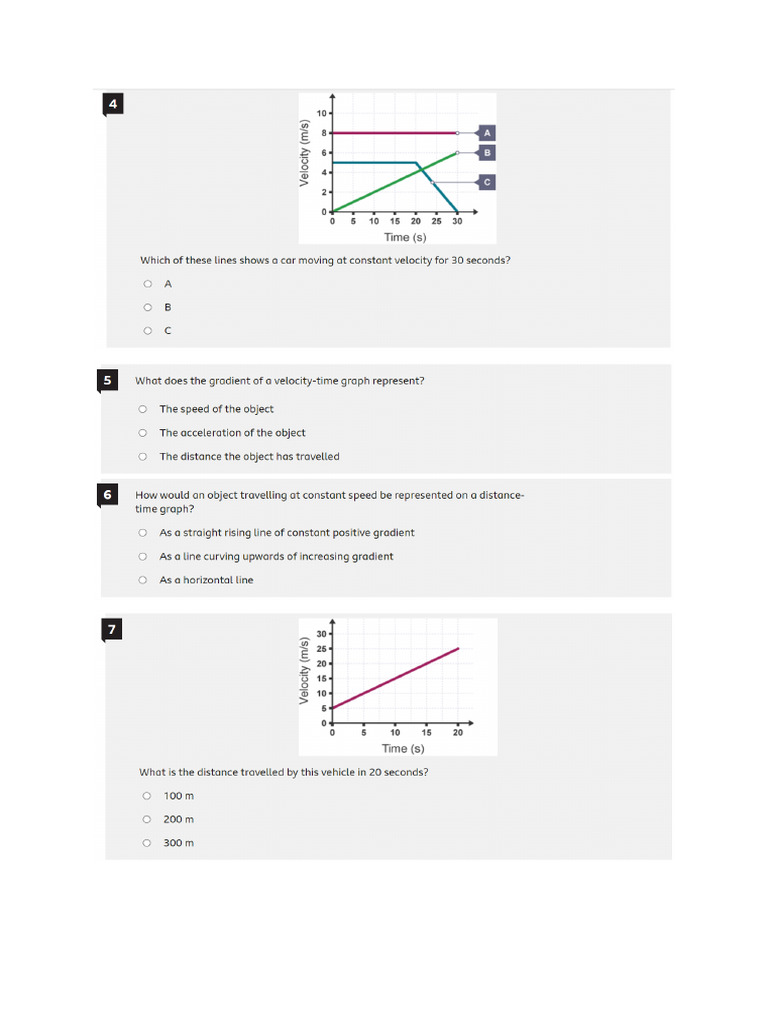 Speed Time Graphs and Distance Time Graph | PDF