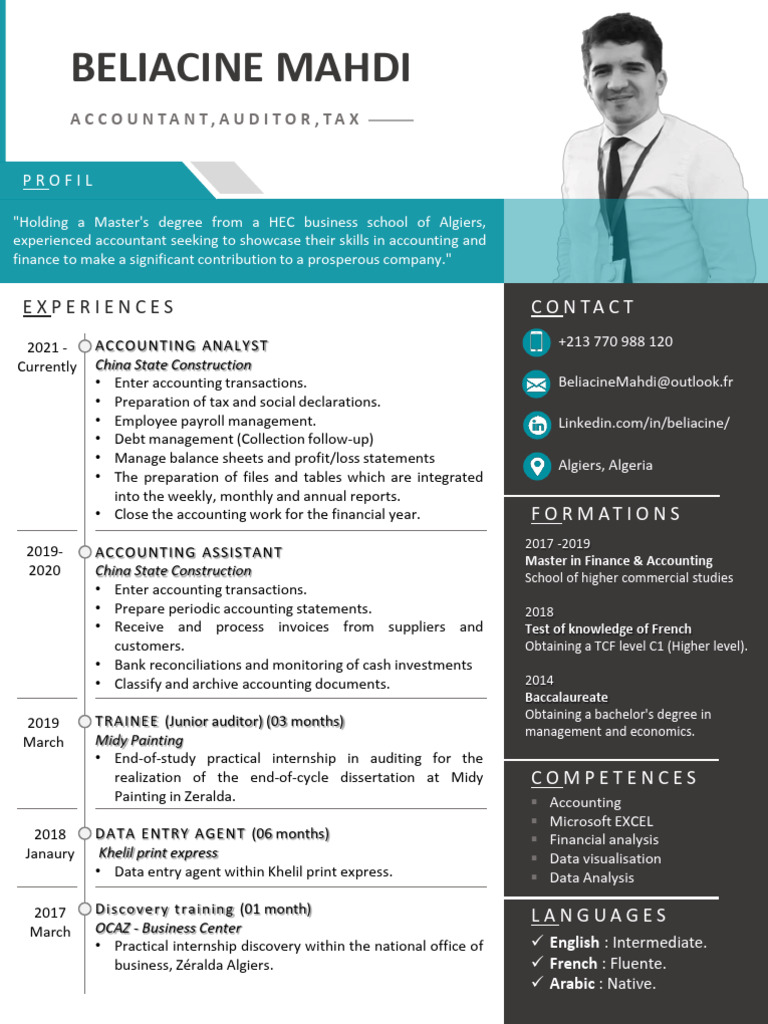 CV BELIACINE Mahdi Version Anglaise | PDF | Accounting | Money