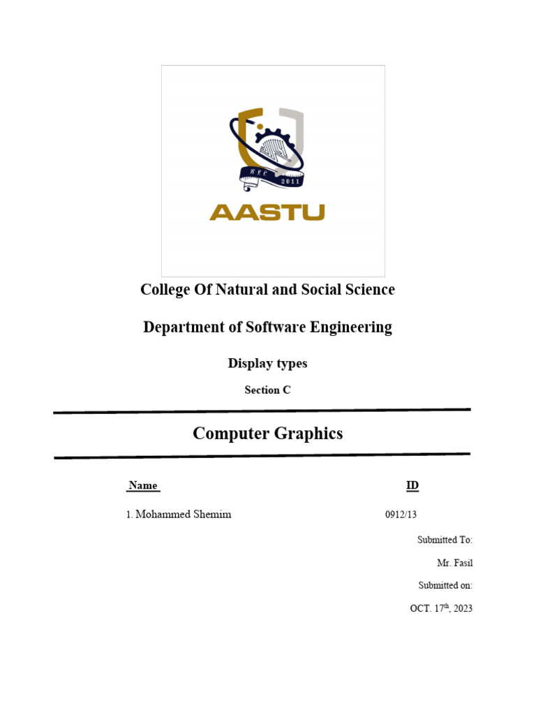 CG Assignment | PDF | Computer Monitor | Liquid Crystal Display