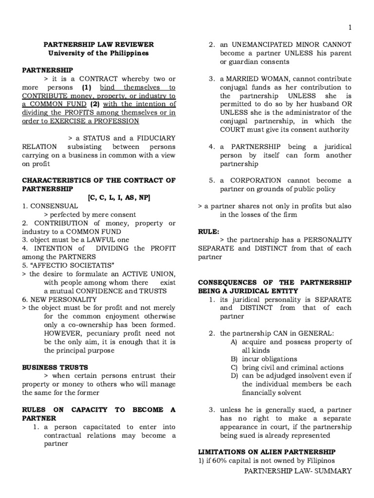 Partnership Reviewer | PDF | Partnership | Law Of Agency