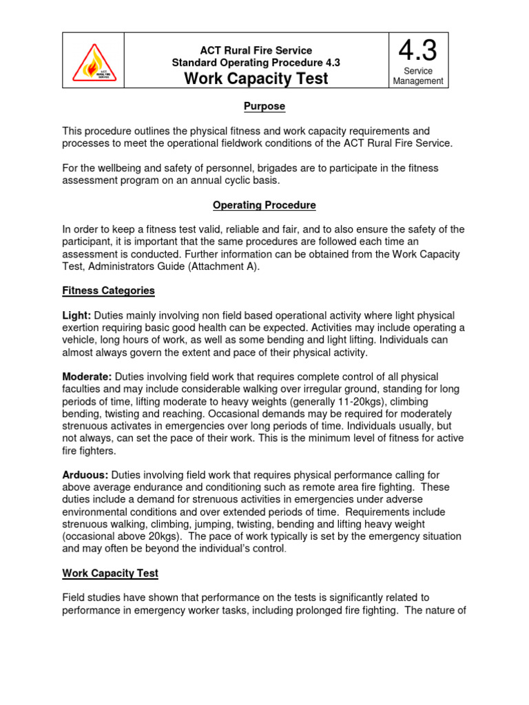 4.3 Work Capacity Test v3 | PDF | Firefighter | Emergency