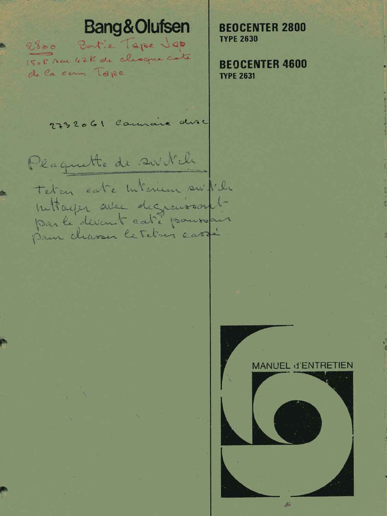 BEOCENTER 4600 - Manuel D'entretien | PDF