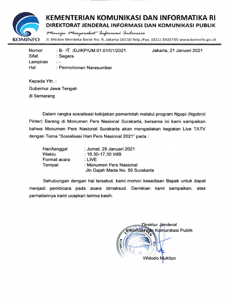 Undangan Permohonan Narasumber | PDF