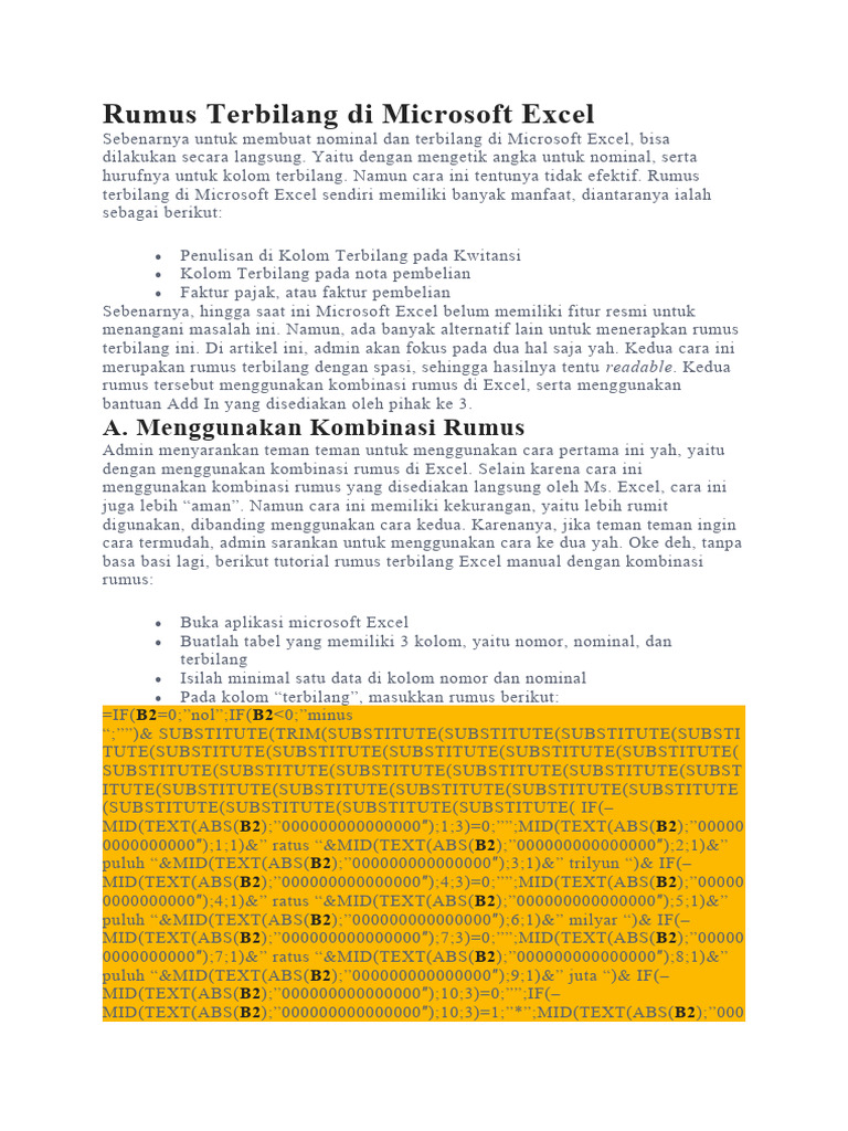 Rumus Terbilang Excel: Panduan Lengkap | PDF | Karier & Perkembangan ...