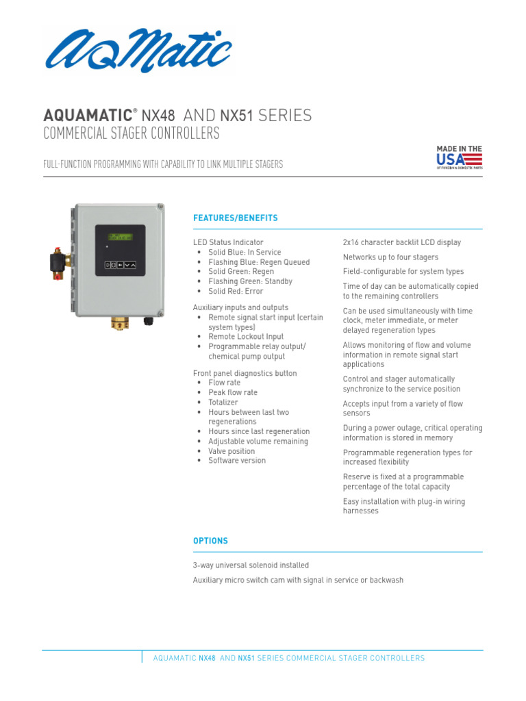 AqaMatic NX Series Controller Data Sheet | PDF | Electronics | Computer Engineering