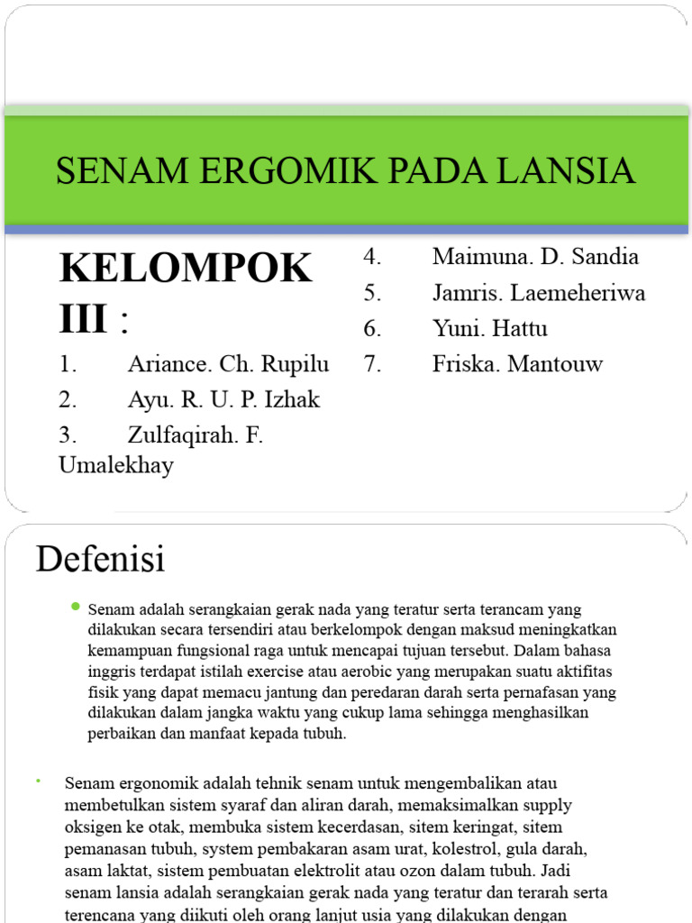 Makalh Senam Lansia Kel Iii | PDF | Pengembangan Diri | Kesehatan Holistik