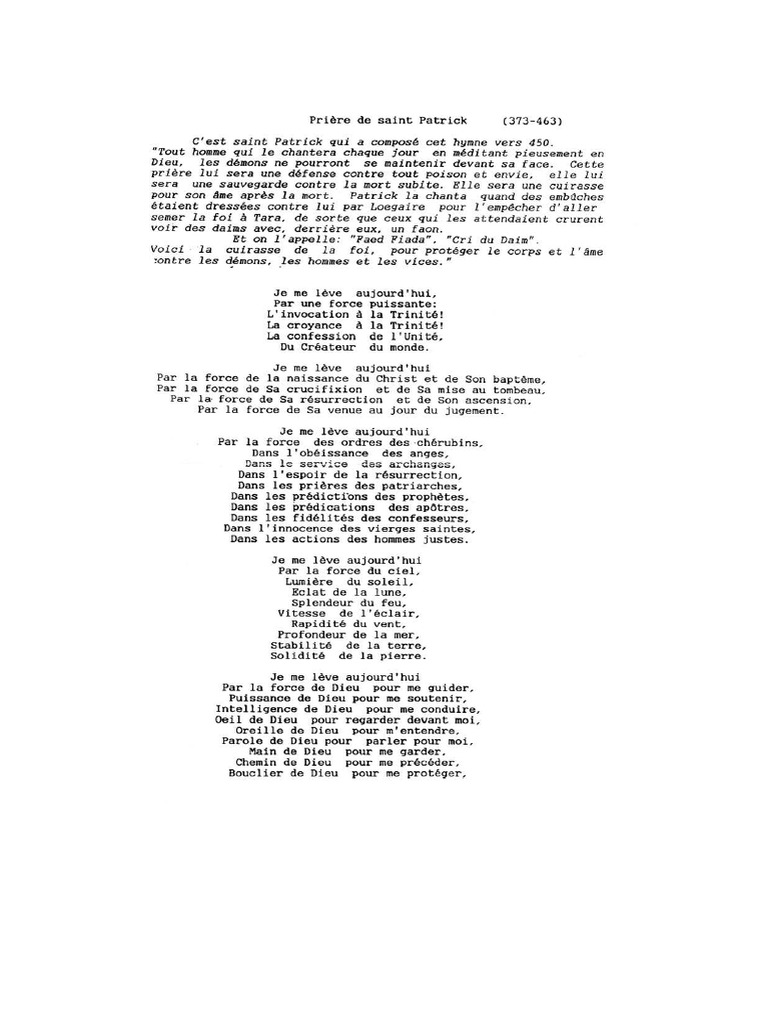 Priere De Saint Patrick Pdf