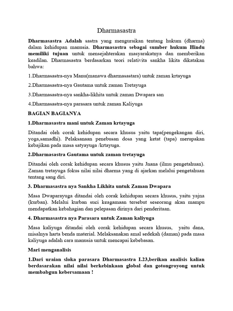 Dharmasastra, Punarbhawa, Catur Warna, Catur Asrama | PDF