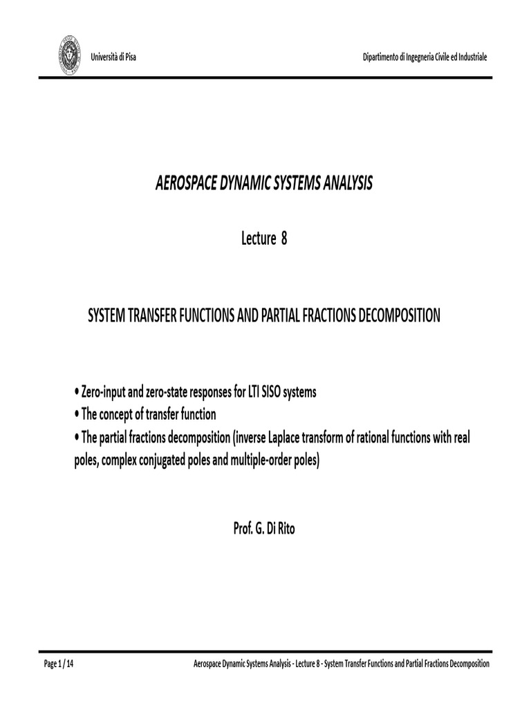 20231017-Lecture08-System Transfer Functions and Partial Fractions ...