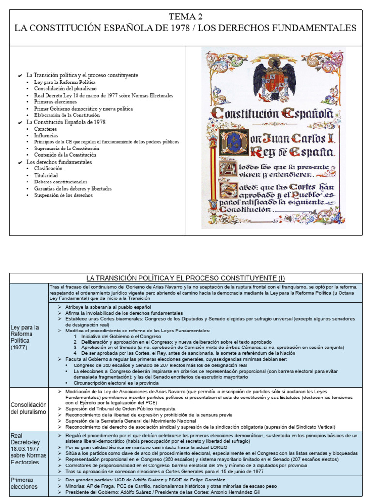 Esquema Constitución Española De 1978 Los Derechos Fundamentales Pdf