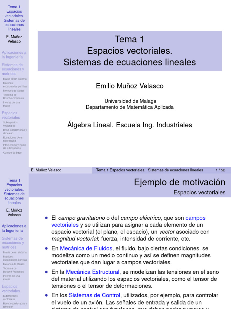 Tema1 EMV | PDF | Matriz (Matemáticas) | Espacio vectorial