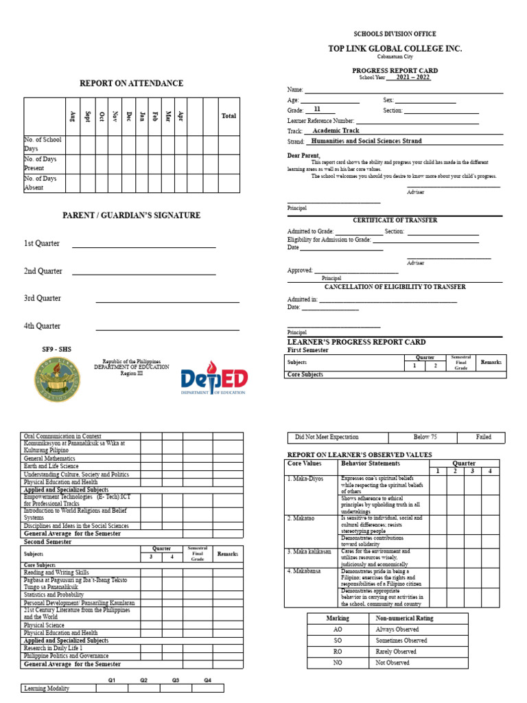11 Humss SF9 1 | PDF | Science | Learning
