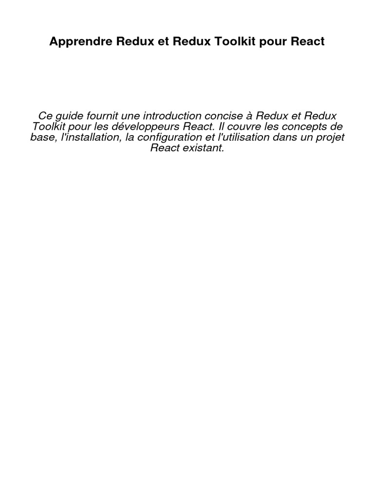 Apprendre Redux Et Redux Toolkit Pour React | PDF | Développement de logiciel | Ingénierie ...