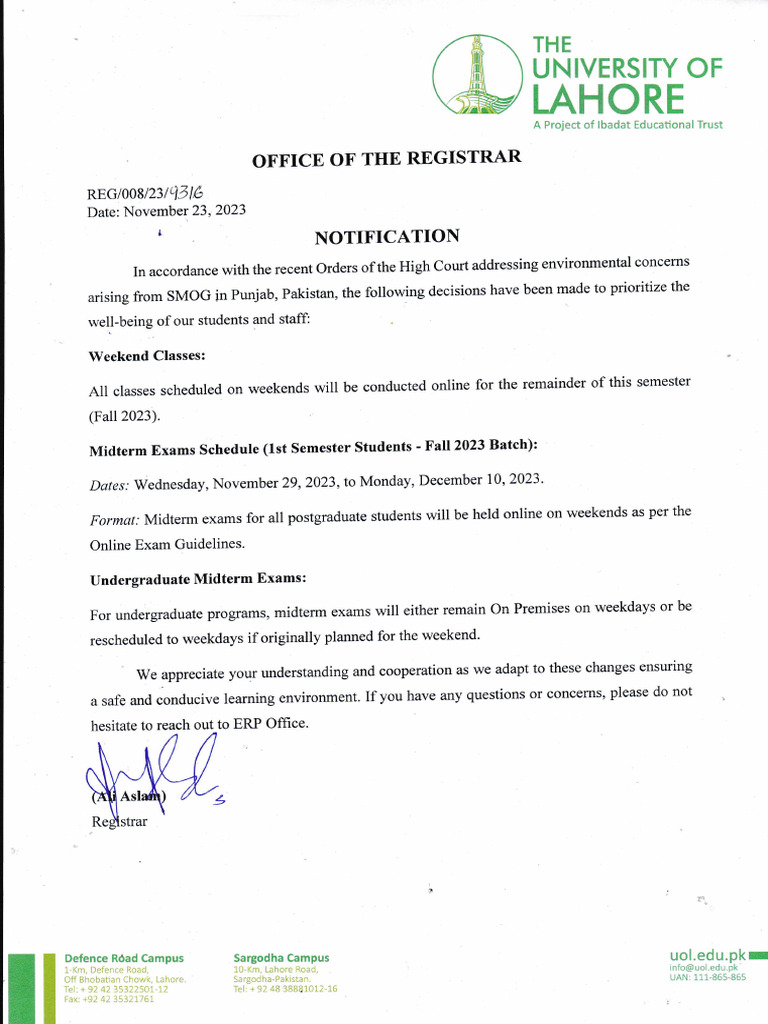 All Classes Schedule On Weekends Will Be Conducted Online | PDF ...