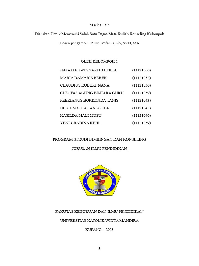 Makalah Kel 1 Konseling Kelompok | PDF
