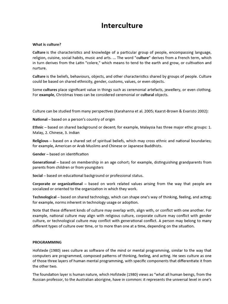 Interculture | PDF | Nonverbal Communication | Psychology