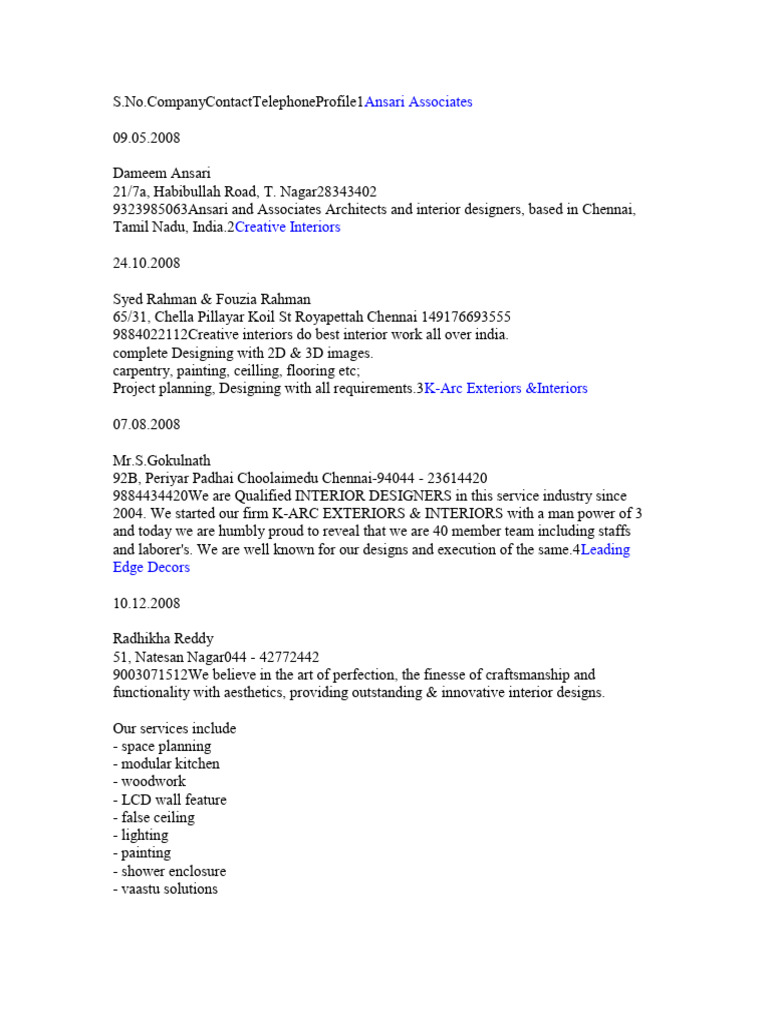 Architect List | PDF | Architect | 3 D Computer Graphics