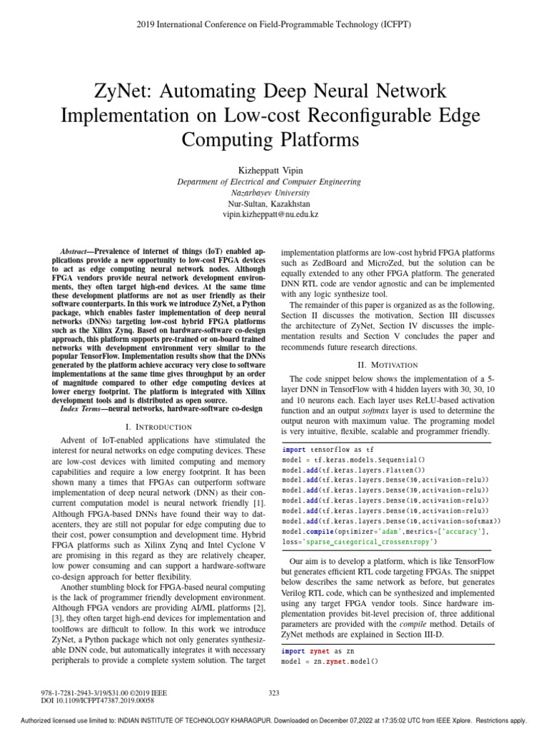 FPGA-Based DNNs for IoT Edge Devices | PDF | Field Programmable Gate Array | Deep Learning