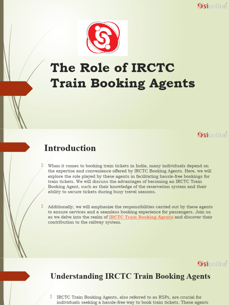 The Role of IRCTC Train Booking Agents | PDF | Service Industries ...