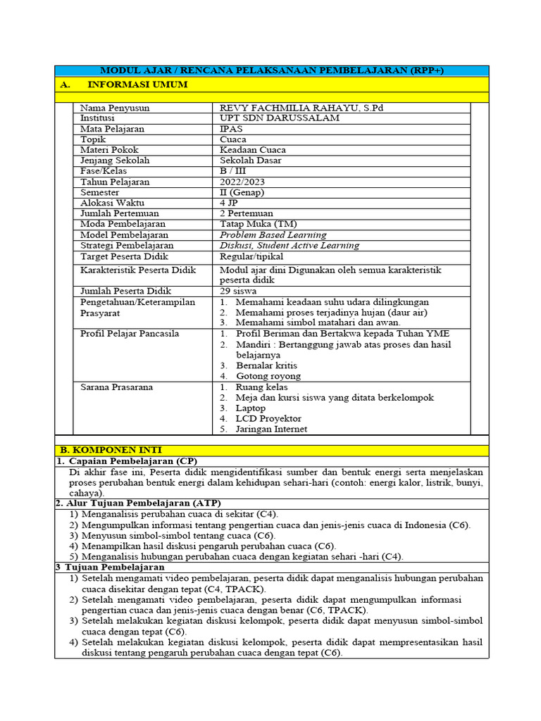 Modul Ajar Cuaca | PDF