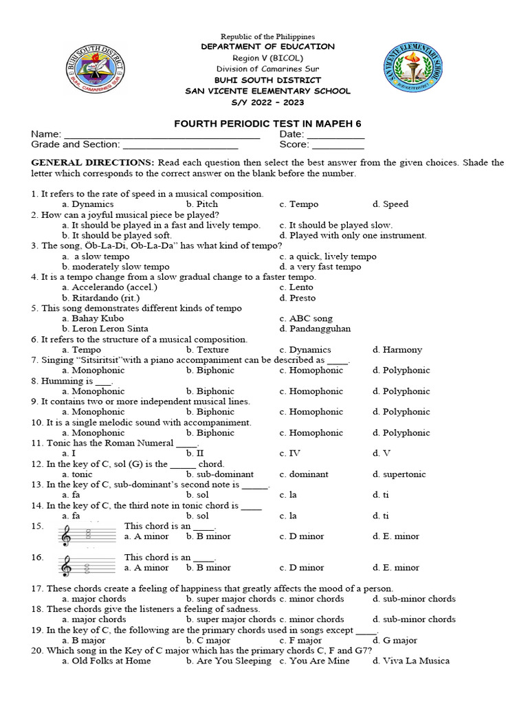 PT - Mapeh 6 - Q4 V2 | PDF | Dances | Chord (Music) PT - Mapeh 6 - Q4 V2 | PDF | Dances | Chord (Music)