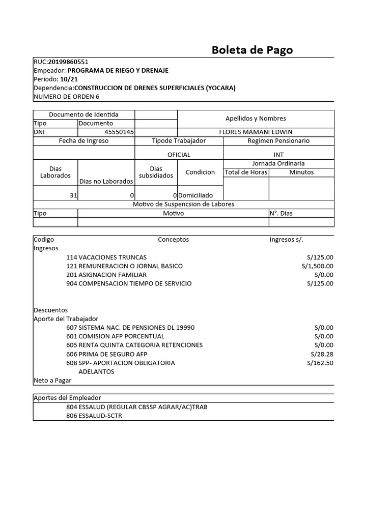 Boleta de Pago | PDF | Servicios financieros | Chile
