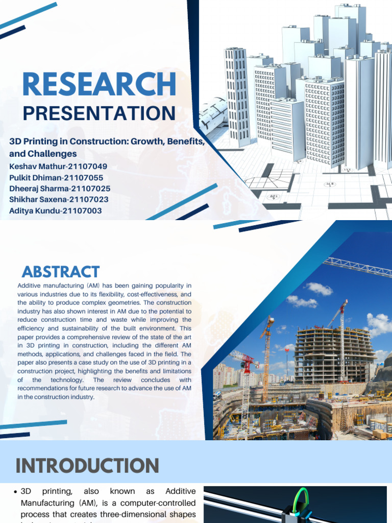 3D Printing in Construction Presentation | PDF | 3 D Printing ...