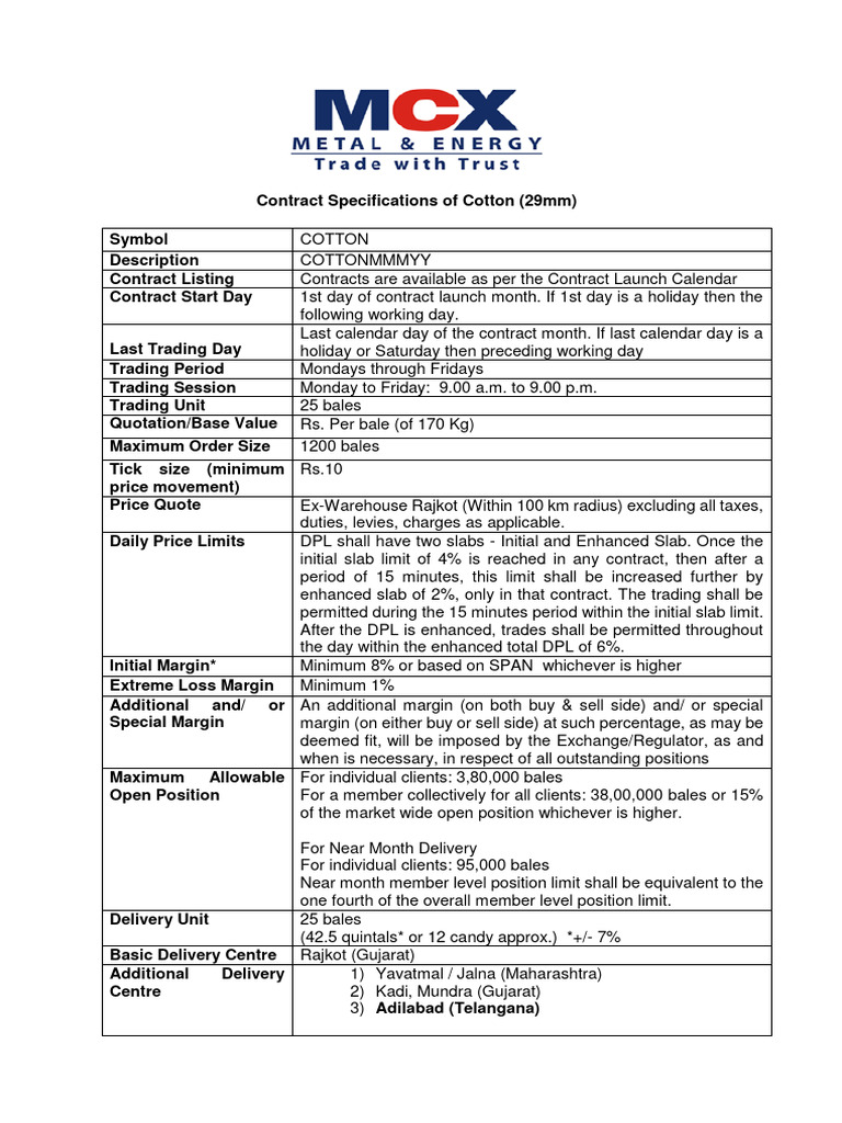 Cotton November 2021 Contract Onwards | PDF | Futures Contract | Taxes