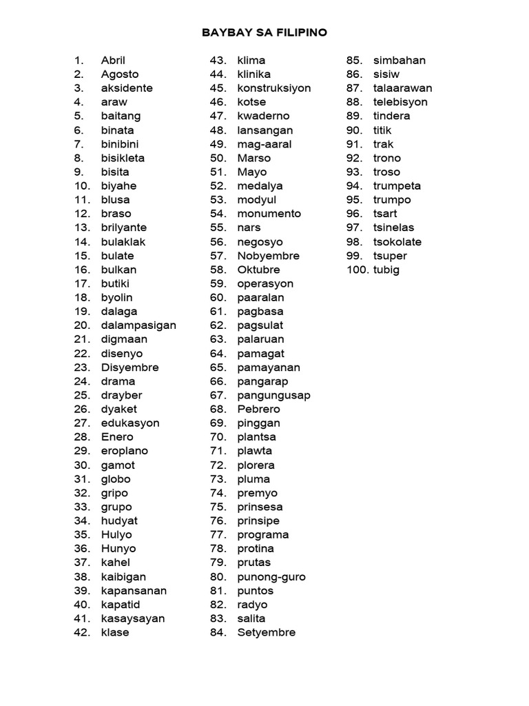 Baybay Sa Filipino | PDF