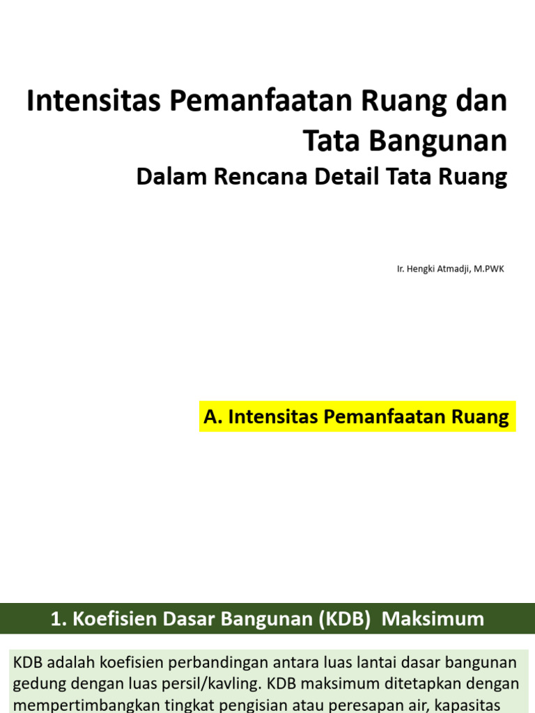 INtensitas Pemanfaatan Ruang Dalam RDTR | PDF