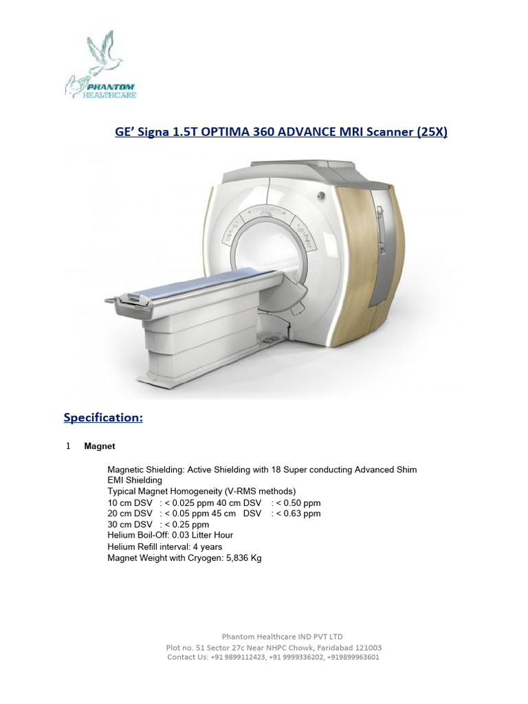 GE' Signa 1.5T Optima 360 Advance MRI Scanner | PDF | Computer Graphics ...