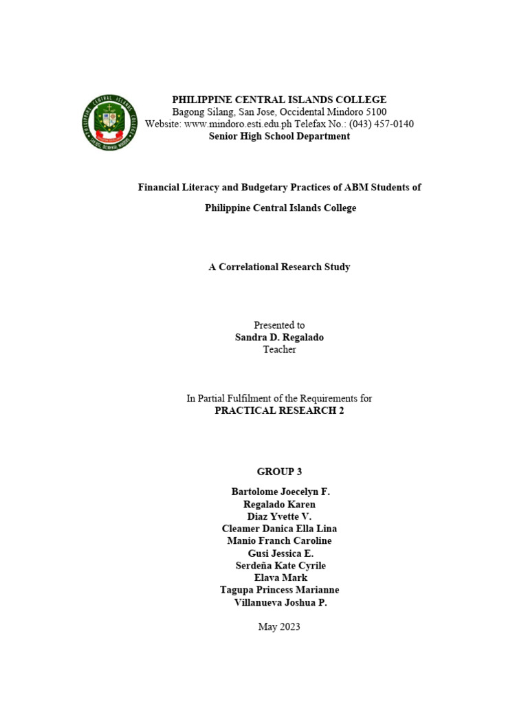 Financial Literacy and Budgetary Practices of The ABM Students of ...