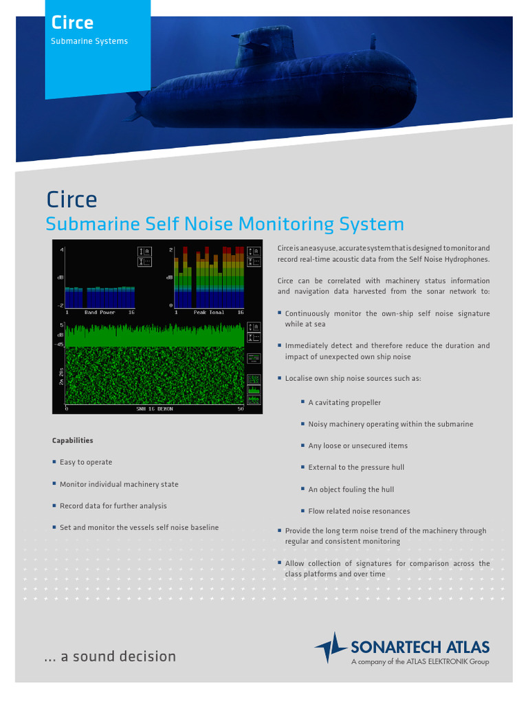 Ae Circe Submarine Self Noise Monitoring System Pdf Sonar