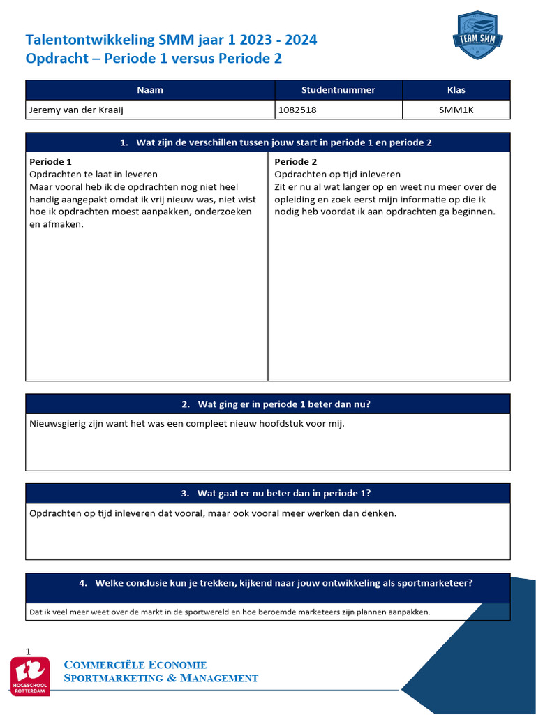 Opdracht - Periode 1 Versus Periode 2 | PDF