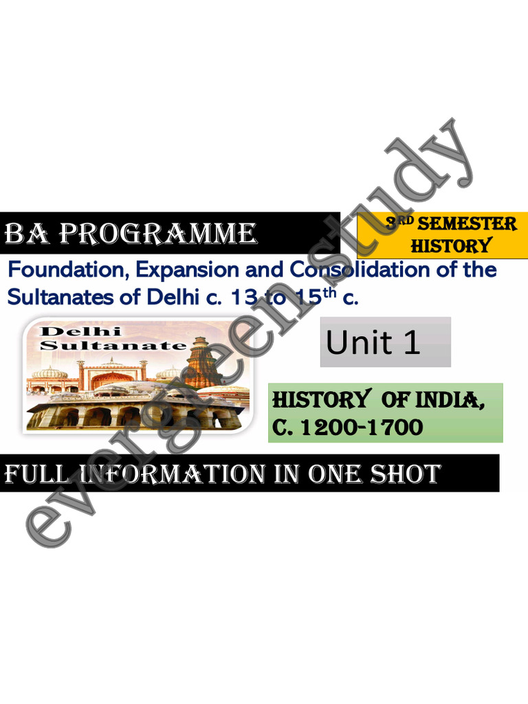 Ba Programme 3 Semester History Chapter 1 Delhi Sultanate Part 1 | PDF