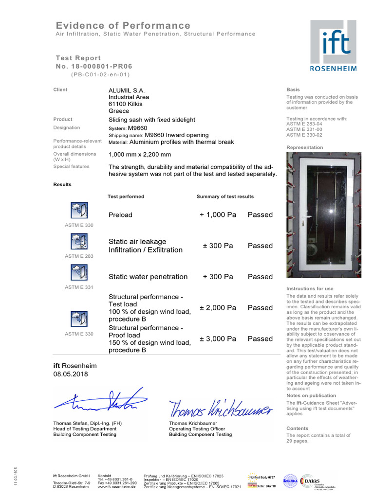 Air Infiltration & Water Penetration Test Report | PDF