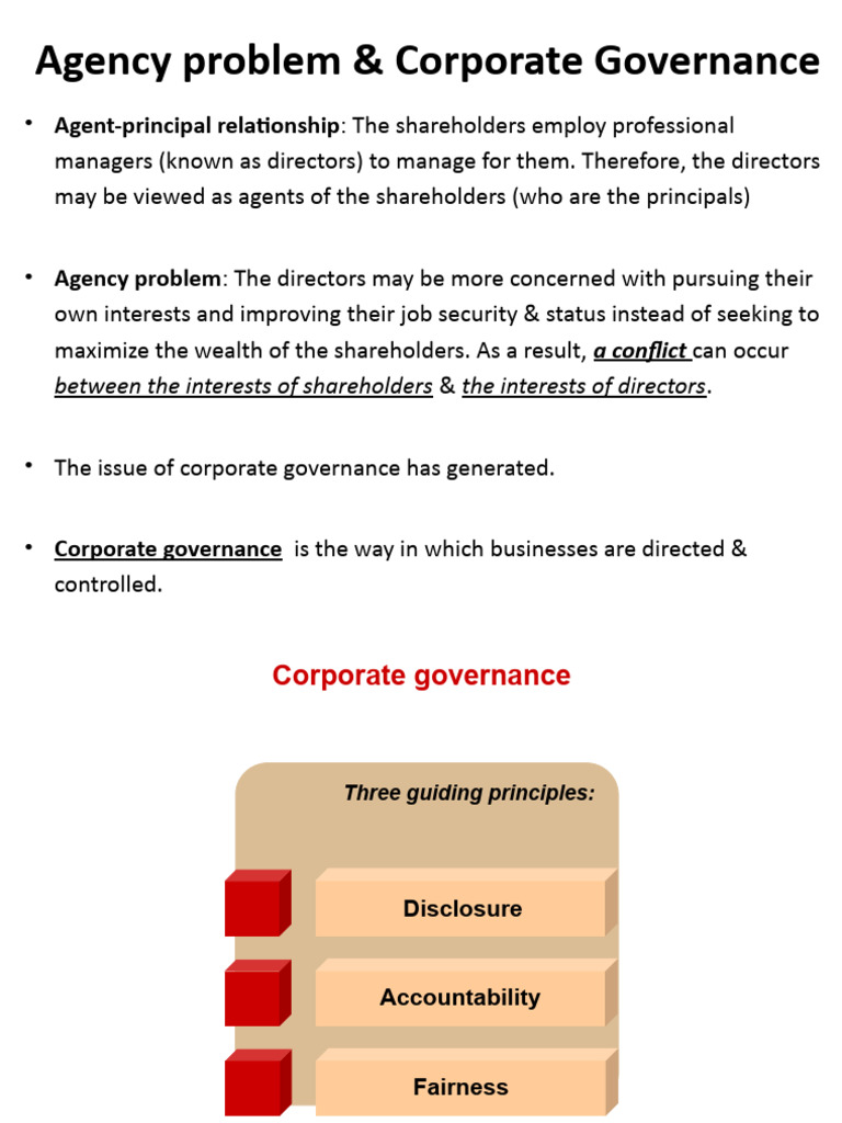 Agency Problem & Corporate Governance | PDF | Corporate Governance ...