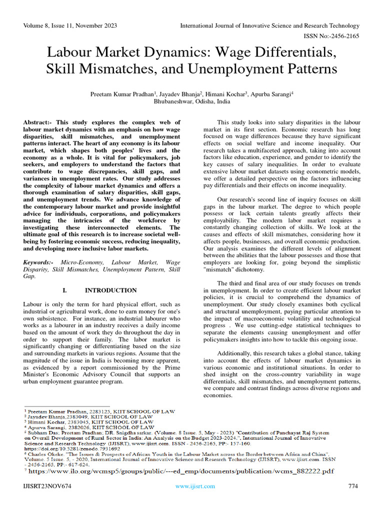 Labour Market Dynamics: Wage Differentials, Skill Mismatches, and ...