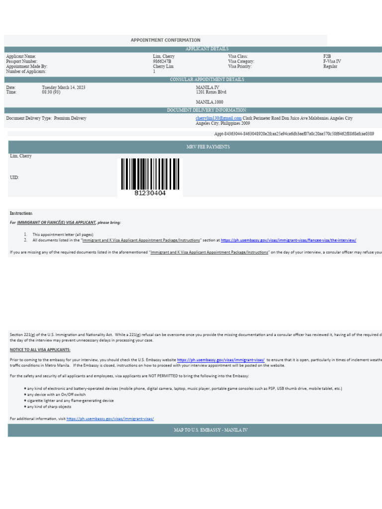 Appointment Confirmation | PDF | Travel Visa