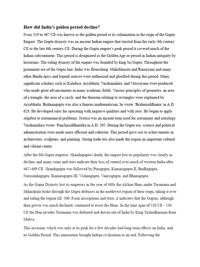 How Did India's Golden Period Declined | PDF