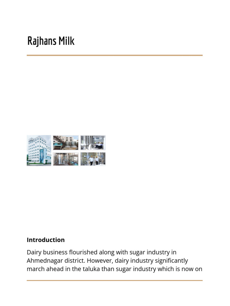Rajhans Dairy: Vision and Mission Overview | PDF | Business | Finance ...