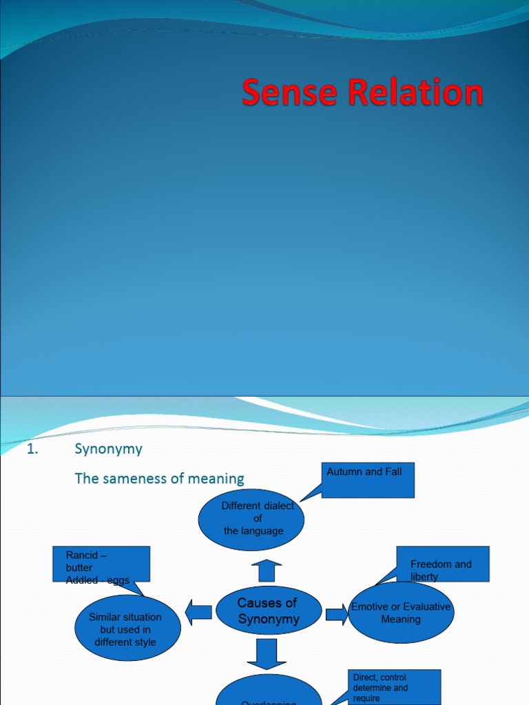 Sense Relation | PDF | Human Communication | Cognitive Science