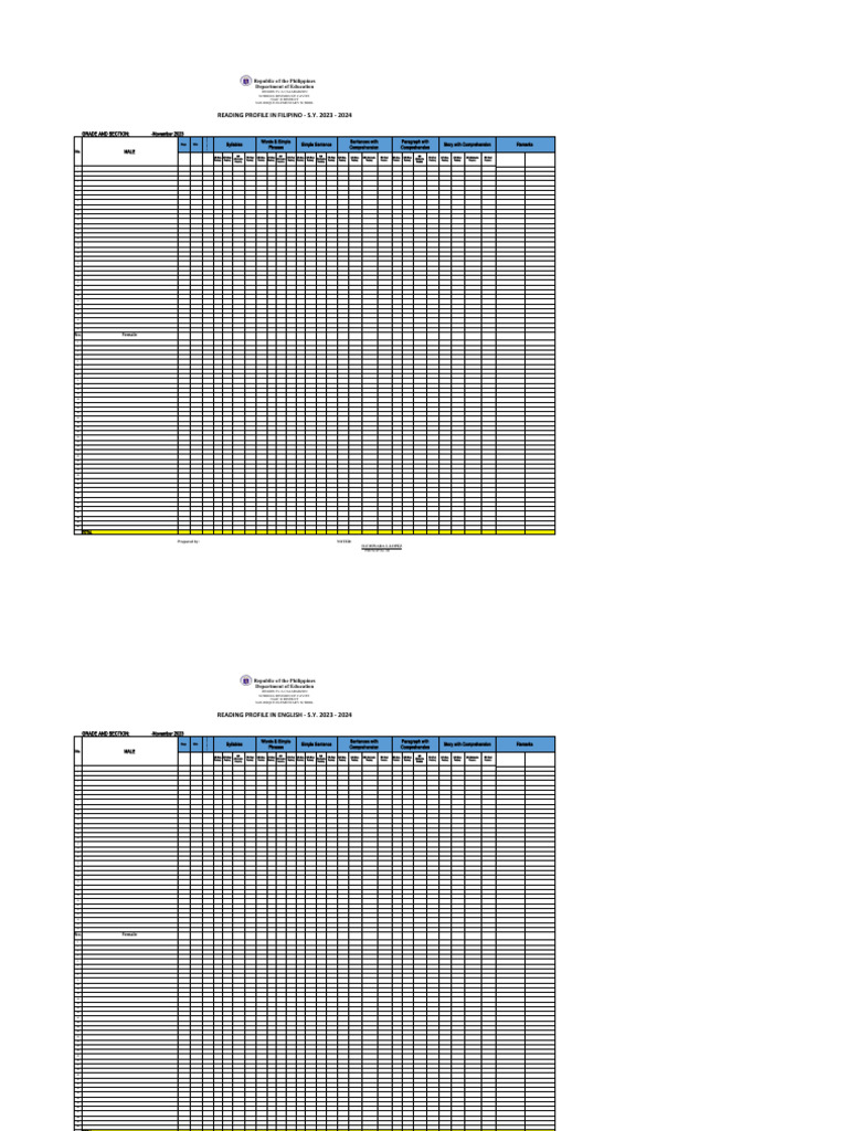 Reading Profile Template 1 | PDF | Linguistics | Human Communication