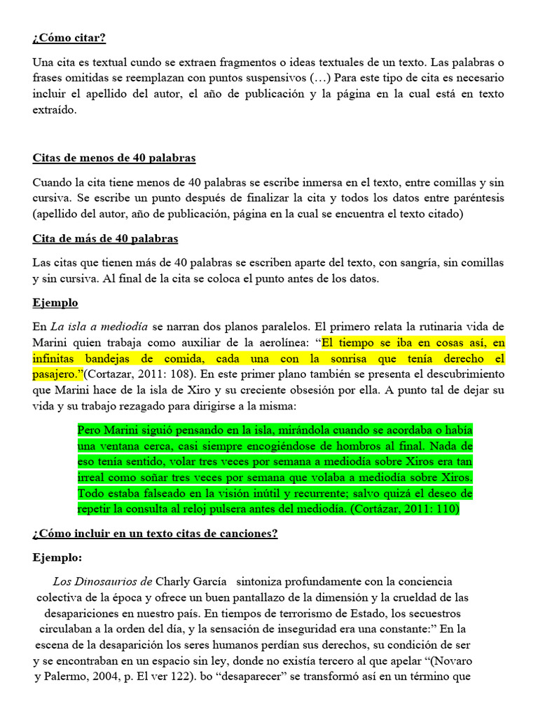 Guía para Citar Textos y Canciones | PDF | Arte | Libros para adolescentes
