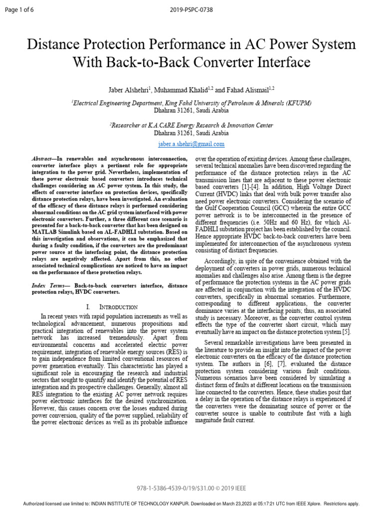 2019 Distance Protection Performance in AC Power System With Back-to ...
