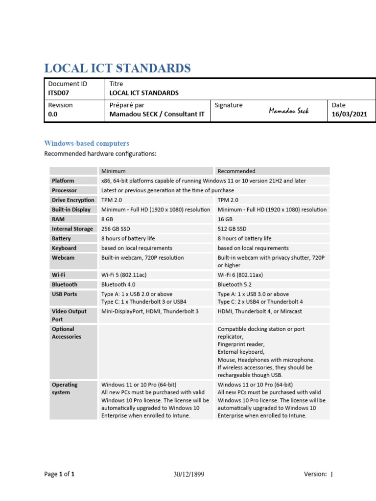 ICT Standards | PDF | Usb | Windows 10