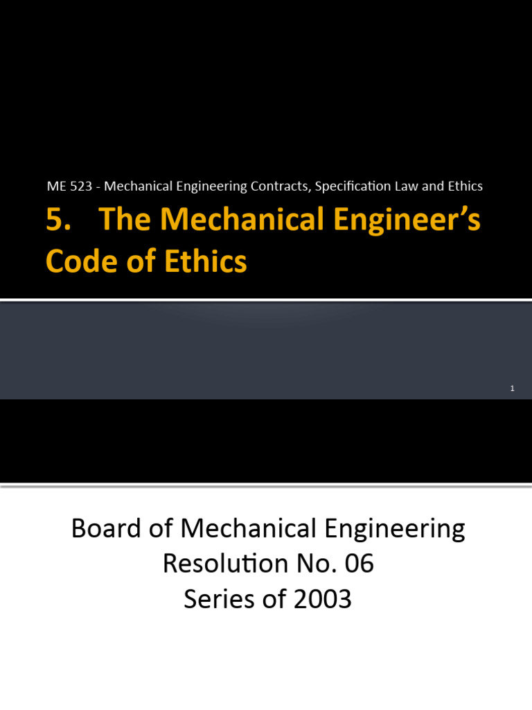 The Mechanical Engineer's Code of Ethics | PDF | Employment | Engineer