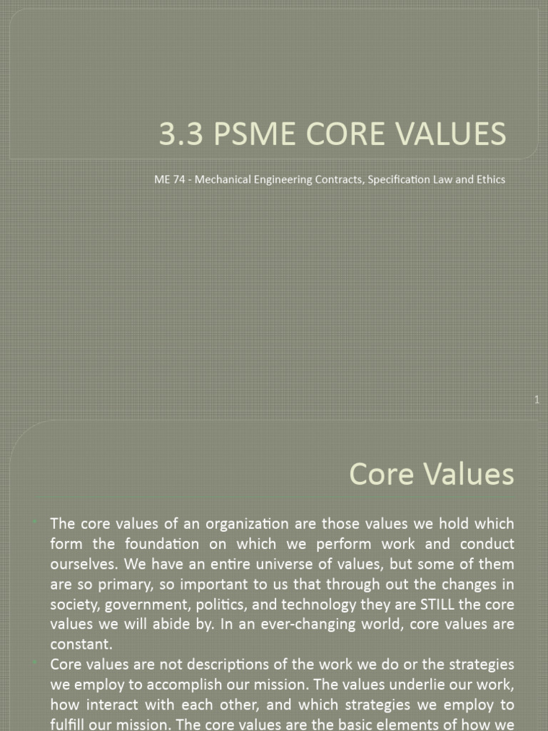 Psme Core Values | PDF | Business