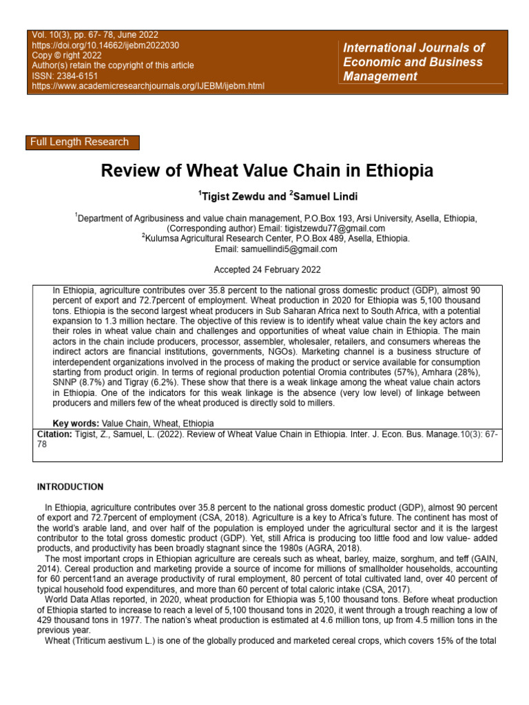 Tigist and Samuel | PDF | Wheat | Agriculture Tigist and Samuel | PDF | Wheat | Agriculture
